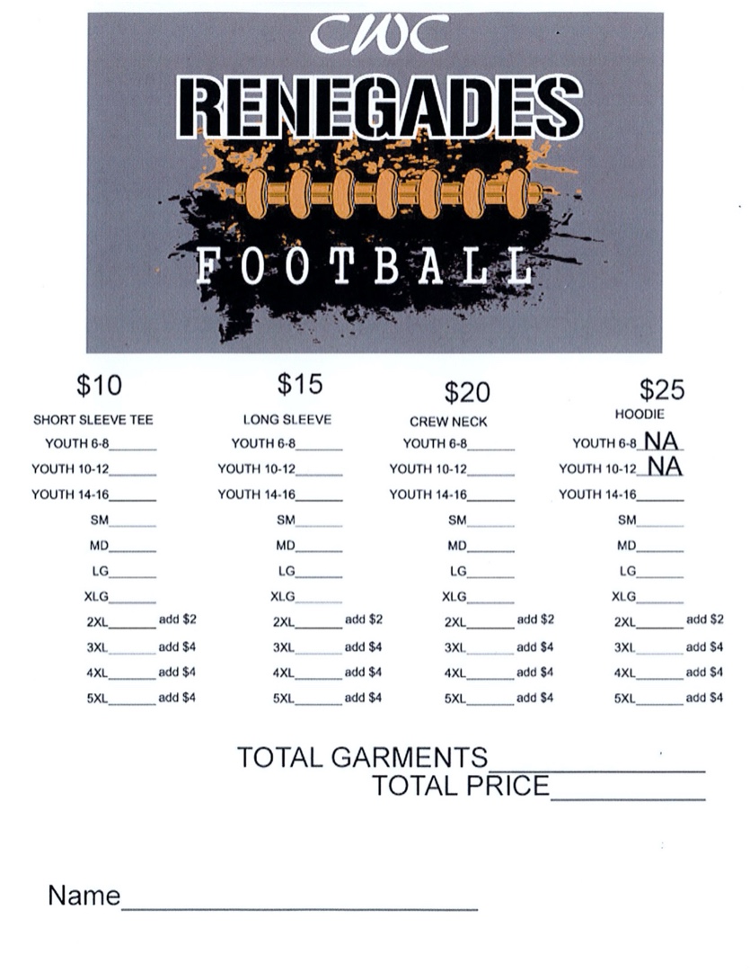 Wheeler Central Public Schools - CWC Football Order Forms